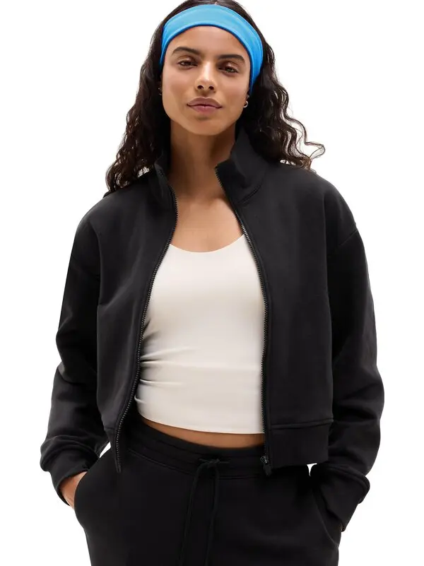 Athleta Fleece Track Jacket - Black