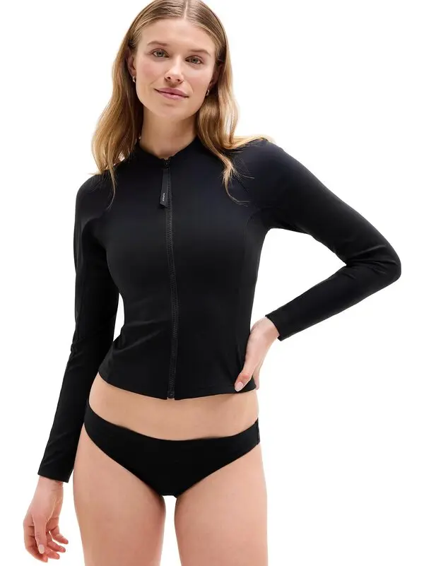 Athleta Zip-front Long Sleeve Rashguard - Black