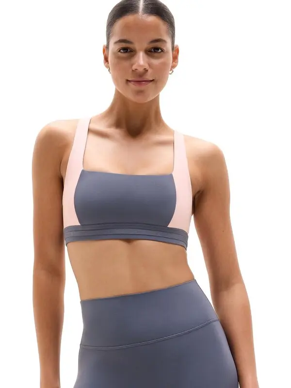 Athleta High Tone Sports Bra A-c - Slate/pink Sand