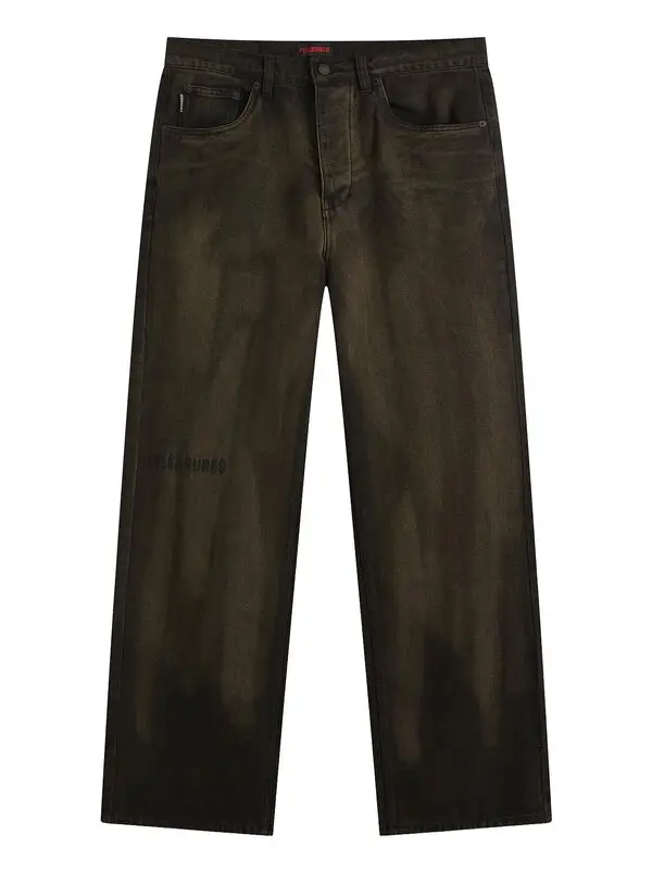 PLEASURES Oil Baggy Jeans - Dark Brown