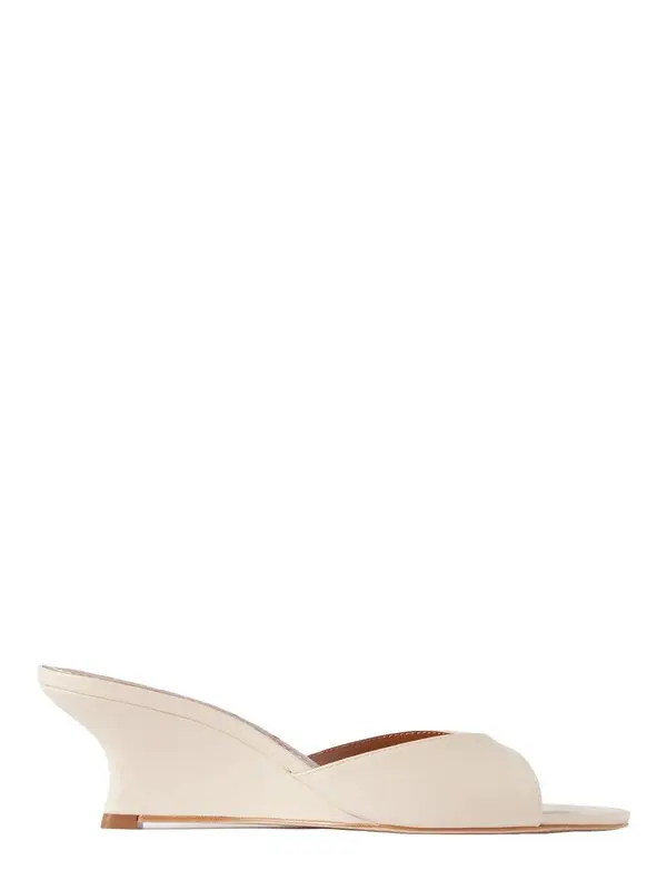 Staud Brigitte Leather Wedge Mules - Cream