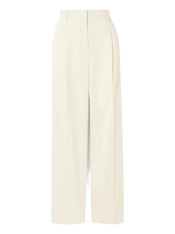 TOTEME Pleated Twill Wide-leg Pants - Off-white