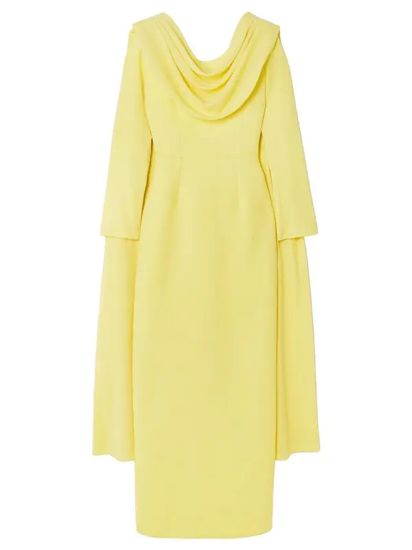 EMILIA WICKSTEAD Zaira Draped Wool-crepe Gown - Yellow