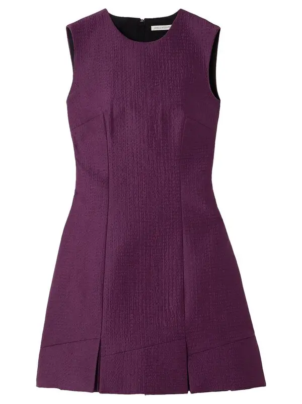 EMILIA WICKSTEAD Petronella Pleated Cloqué Mini Dress - Purple