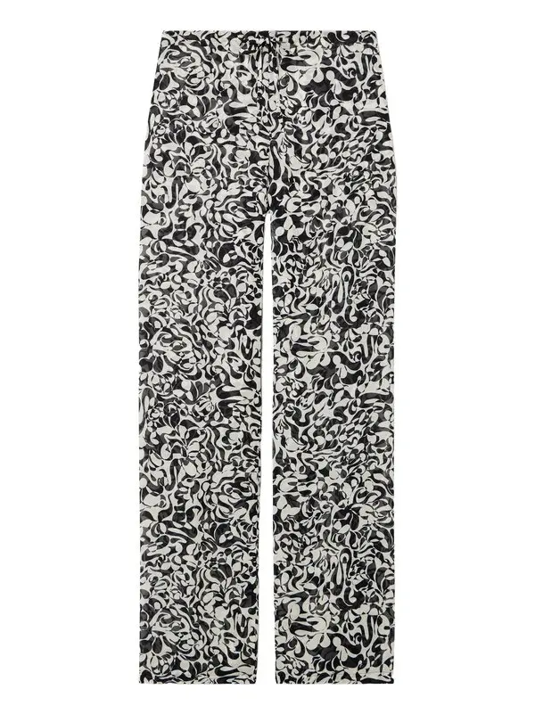Dries Van Noten Printed Chiffon Straight-leg Pants - Black