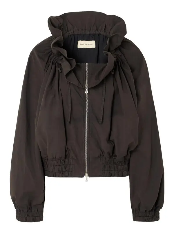 Dries Van Noten Ruffled Gathered Cotton-blend Jacket - Brown