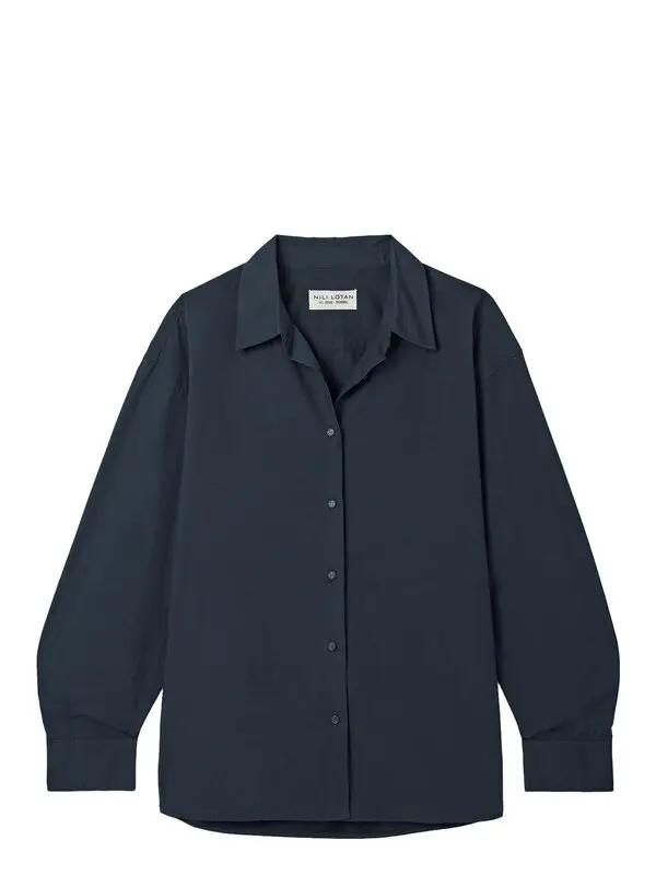 NILI LOTAN Amante Cotton-poplin Shirt - Blue