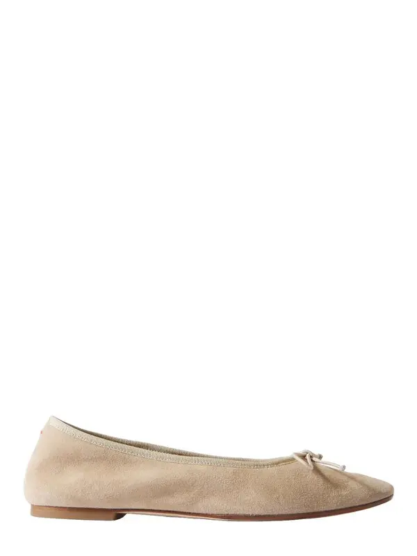 AeydĒ Tiby Suede Ballet Flats With Bow Detail - Neutrals