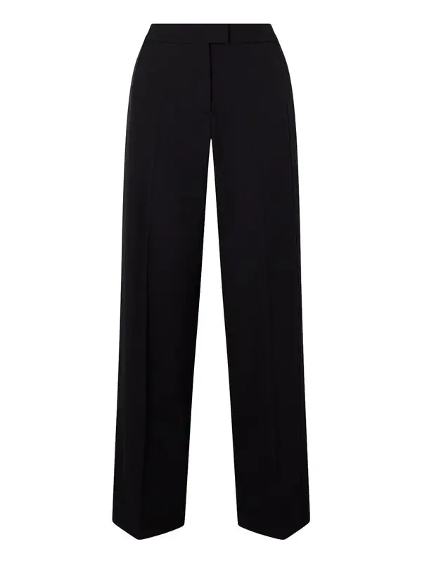 Another Tomorrow Pleated Wool-blend Twill Wide-leg Pants - Black