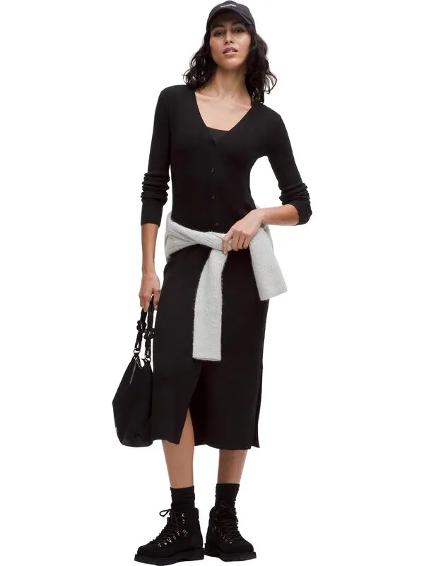 Lululemon Cableknit Buttoned Midi Dress - Black