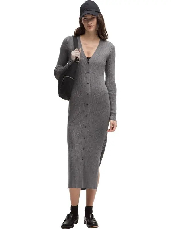 Lululemon Cableknit Buttoned Midi Dress - Heathered Asphalt Grey
