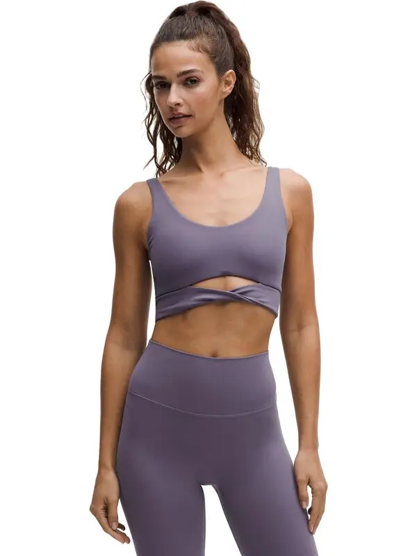 Lululemon Nulu Twist-front Scoop-neck Bra - Grape Mist