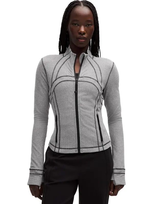 Lululemon Define Cropped Jacket - Heathered Herringbone Heathered Black Dove Grey