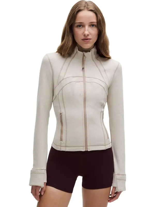Lululemon Define Cropped Jacket - Heathered Herringbone Heathered Nutmeg Light Ivory