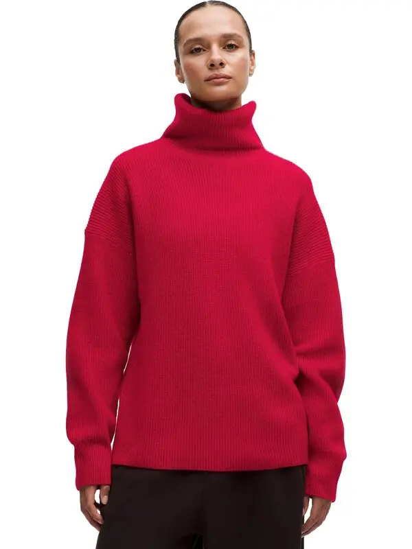 Lululemon Oversized Cashmere Funnel-neck Sweater - Dark Red