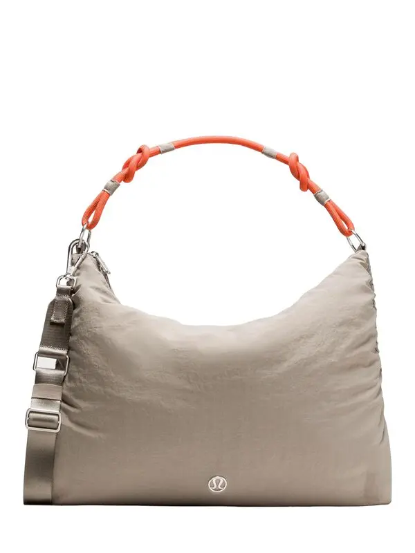 Lululemon Convertible Ruched Crossbody Bag - Warm Ash Grey/sunburst Orange