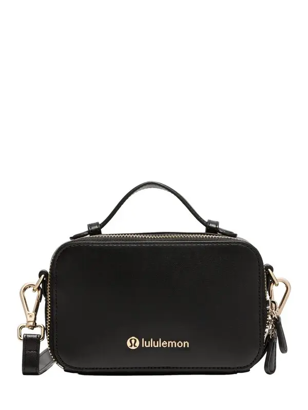 Lululemon Leather Alternative Camera Crossbody Bag - Black/gold