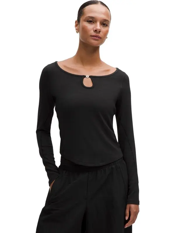 Lululemon Long-sleeve Keyhole Neck Top - Black