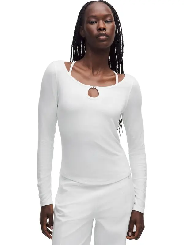 Lululemon Long-sleeve Keyhole Neck Top - White