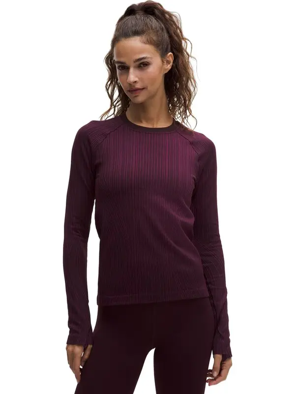 Lululemon Rest Less Variegated Ribbed Pullover - Contour Variegated Rib Plum/black Plum