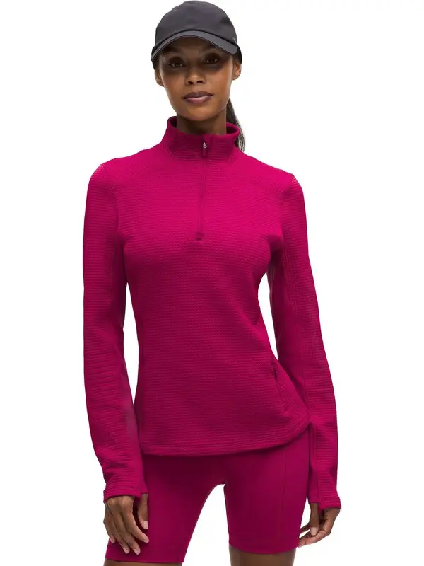 Lululemon Waffle-knit Half-zip Long-sleeve Shirt - Berry Rumble