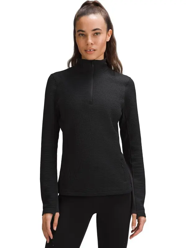 Lululemon Waffle-knit Half-zip Long-sleeve Shirt - Black
