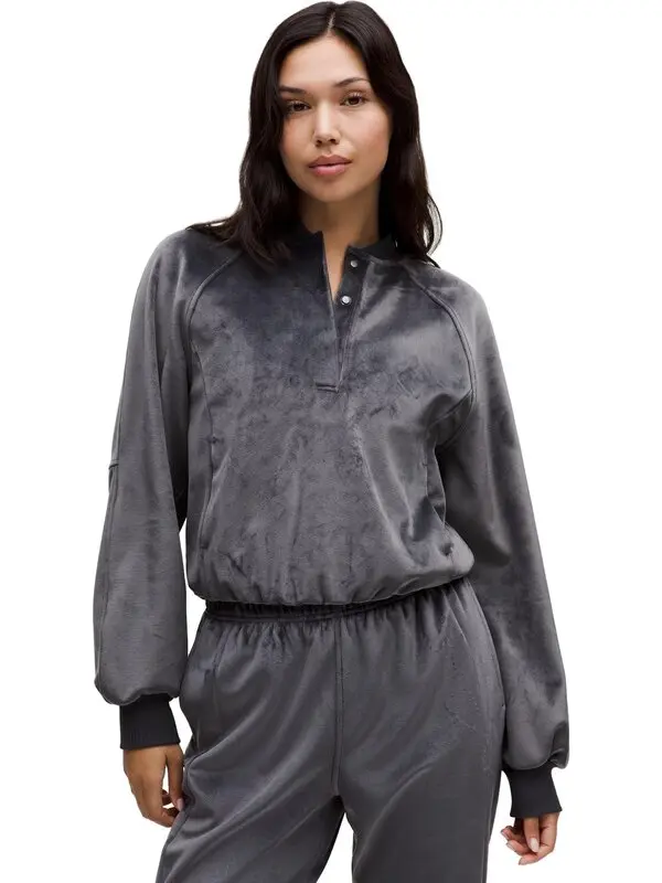 Lululemon Scuba Cropped Henley Pullover - Coal