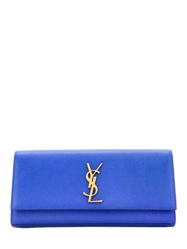 Saint Laurent Classic Monogram Leather Long Clutch Bag - Blue