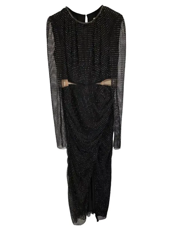 SELF-PORTRAIT Diamante Mesh Cut-out Dress - Black