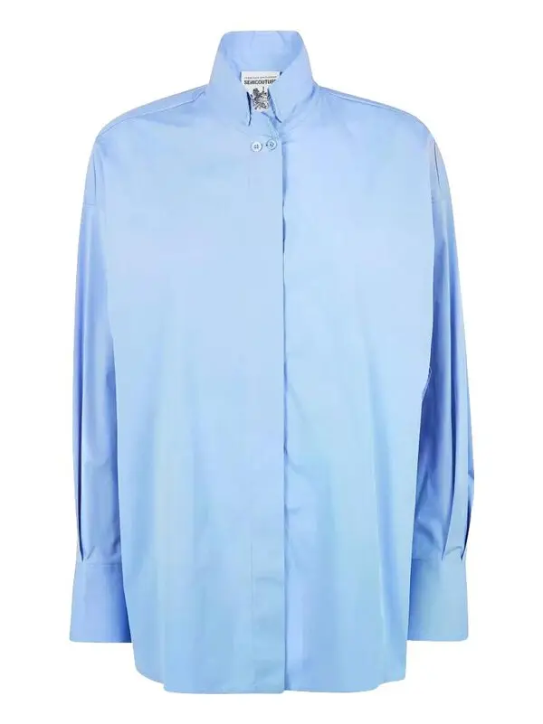 SEMICOUTURE Buttoned Long-sleeve Shirt - Blue