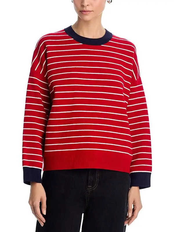 French Connection Marley Striped Sweater - Crimson Red