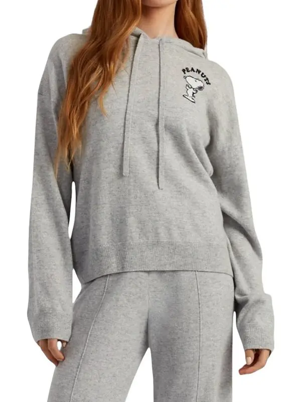 Chinti & Parker Wool-cashmere Peanuts Athletics Department Hoodie - Light Grey