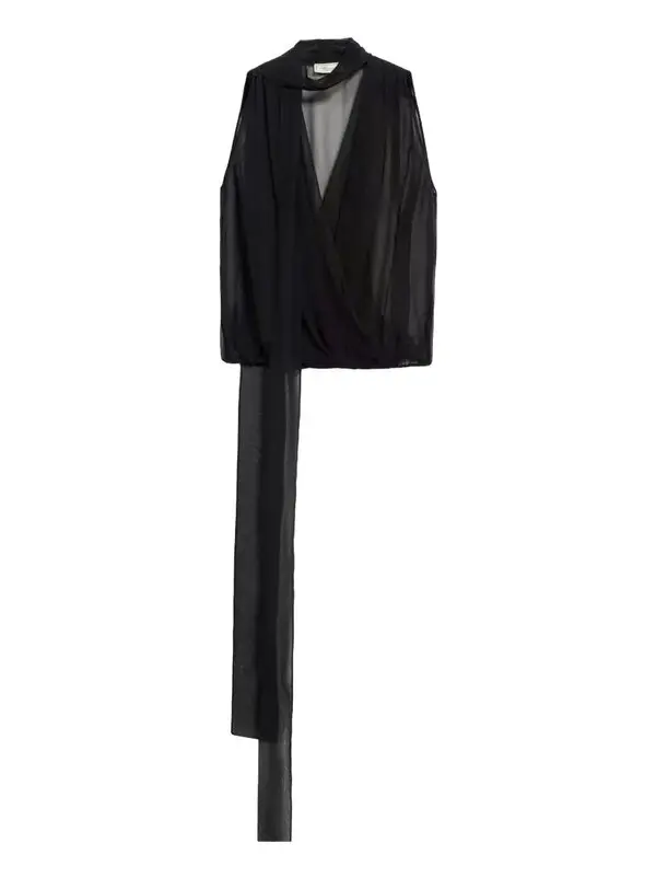 Blumarine Georgette Sash Top - Black