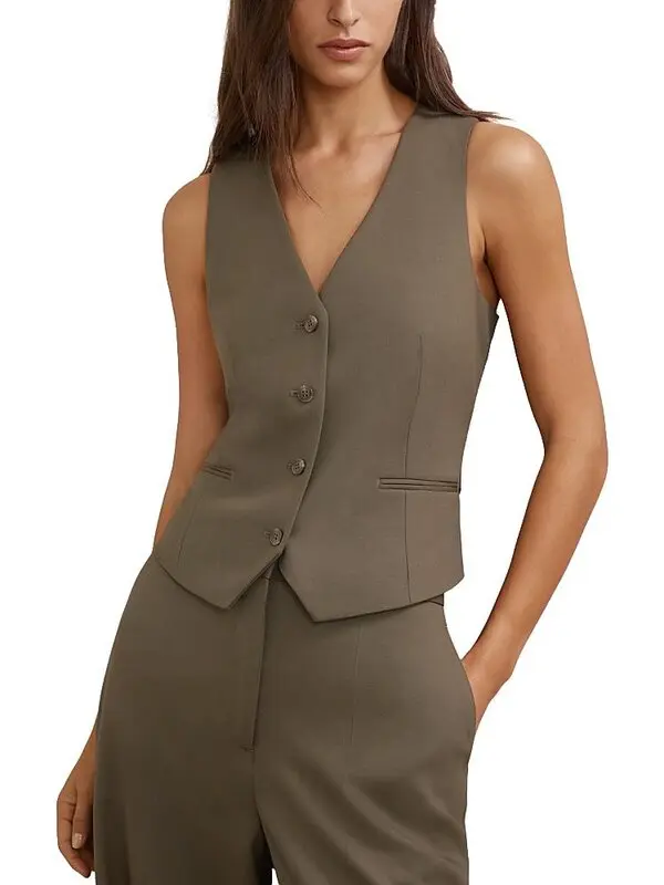 REISS Solene Tailored Vest - Green