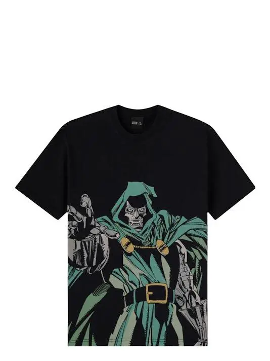 OVO X Marvel Dr Doom Masthead Tee Shirt - Fade Out Black