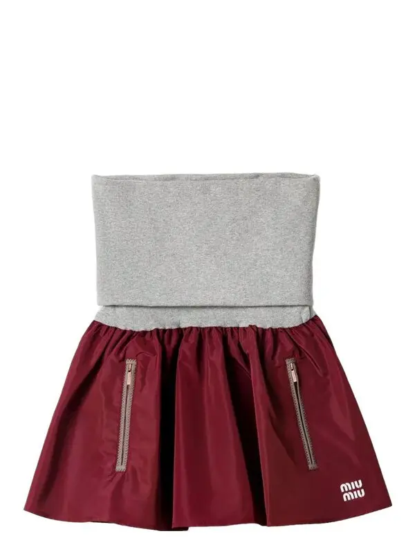 Miu Miu Technical Fabric Flared Miniskirt - Red