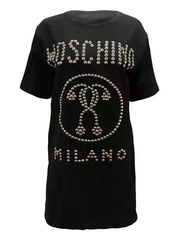 Moschino Studded-logo T-shirt Dress - Black