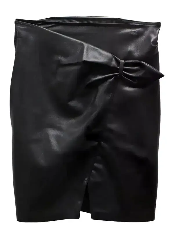 Nanushka Faux Leather Wrap Skirt - Black
