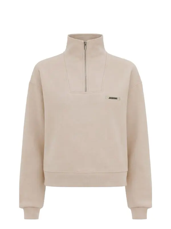 Jacquemus Grosgrain Sweatshirt With Turtleneck - Beige