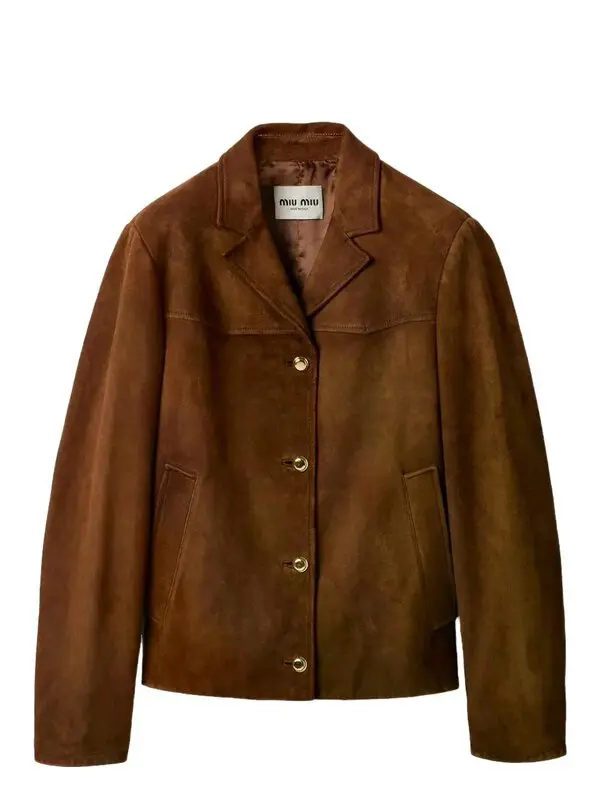 Miu Miu Logo-detail Button Jacket - Brown