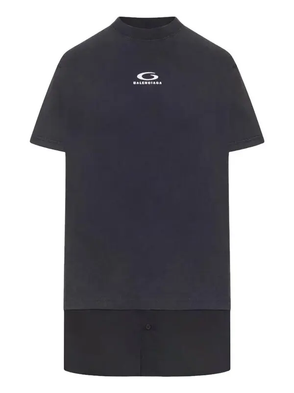 Balenciaga Logo-detail Layered T-shirt Dress - Grey