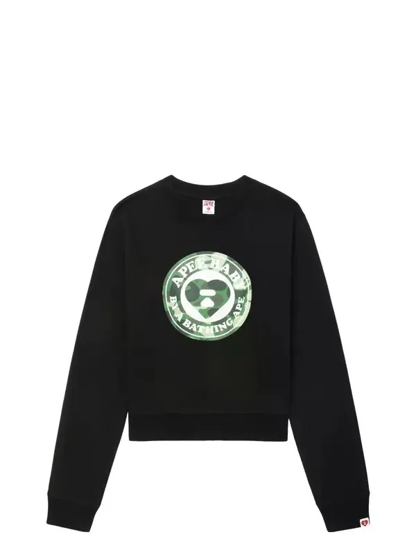 A BATHING APE Round Camo Heart-print Sweatshirt - Black