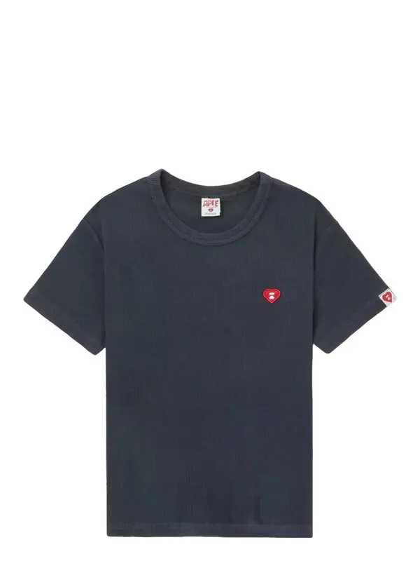 A BATHING APE Ribbed Heart Appliqué T-shirt - Blue