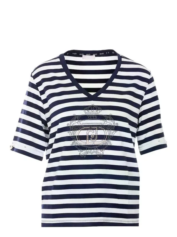 Liu Jo Striped V-neck T-shirt - Blue