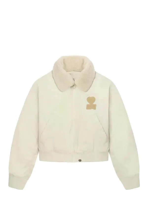 A BATHING APE Shearling Collar Patch Jacket - Neutrals