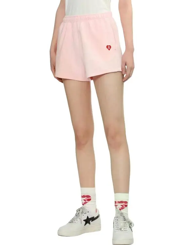 A BATHING APE Apee™ * Heart Embroidered Shorts - Pink