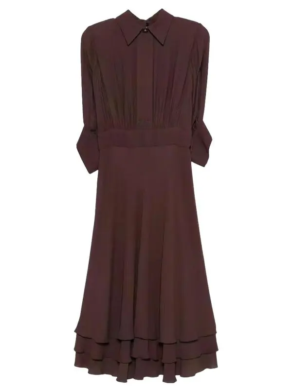 Elisabetta Franchi Tiered Ruffled Midi Dress - Brown