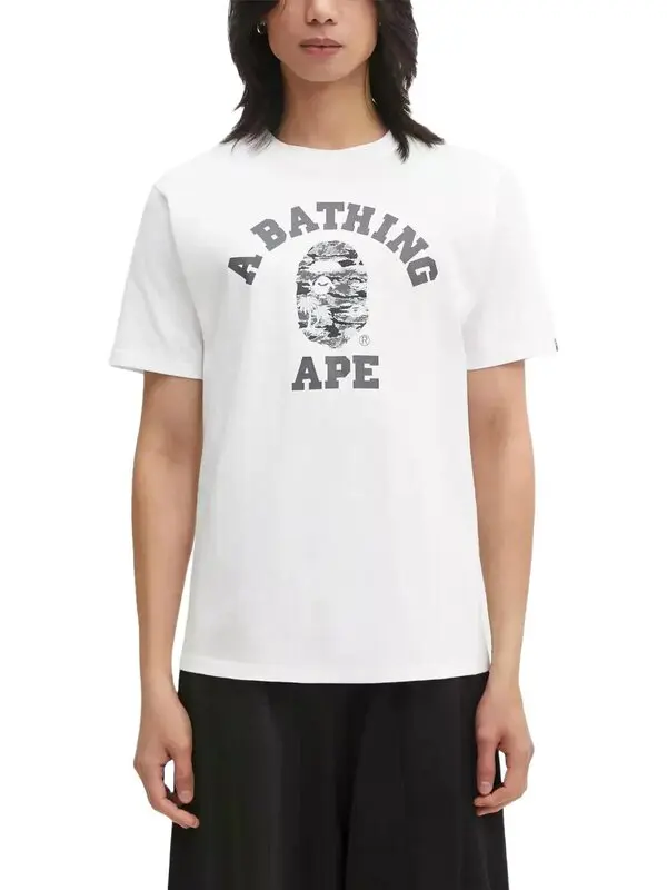 A BATHING APE Palm Tree Camo College Graphic-print T-shirt - White