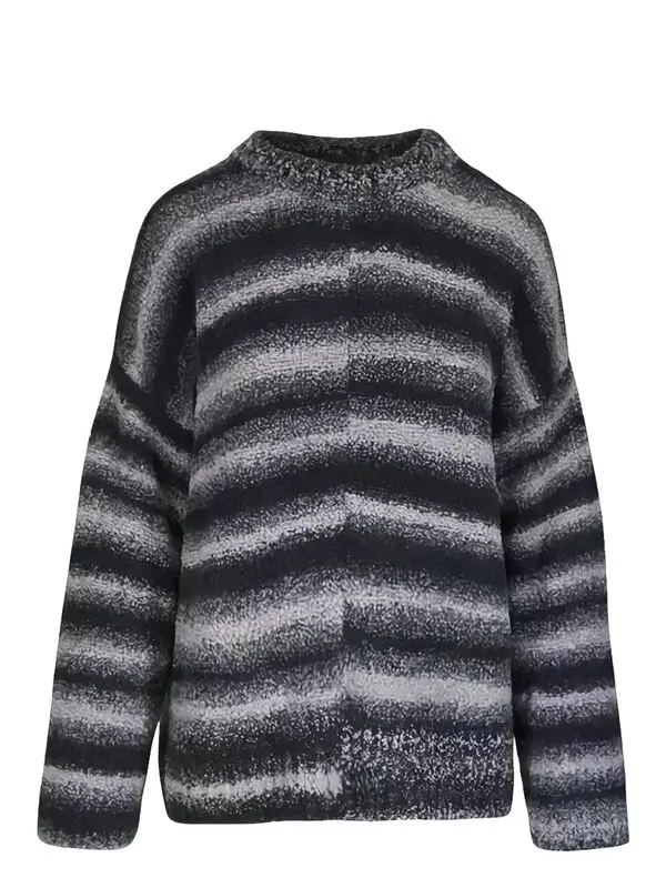 THE ELDER STATESMAN Striped Crew-neck Sweater - Grey