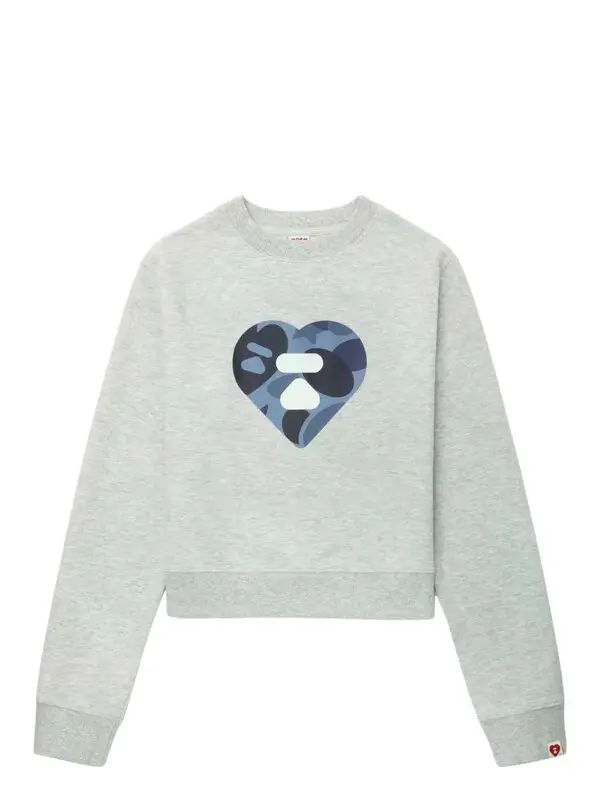 A BATHING APE Heart Print Top - Grey